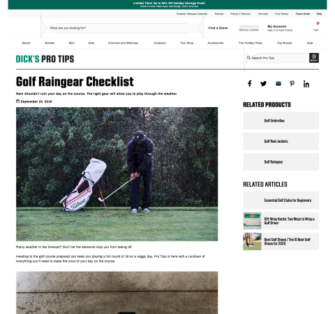 Golf Raingear Checklist
